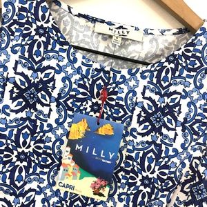 Milly | Tops | Nwt Milly For Designnation Blue White Tile Crop | Poshmark